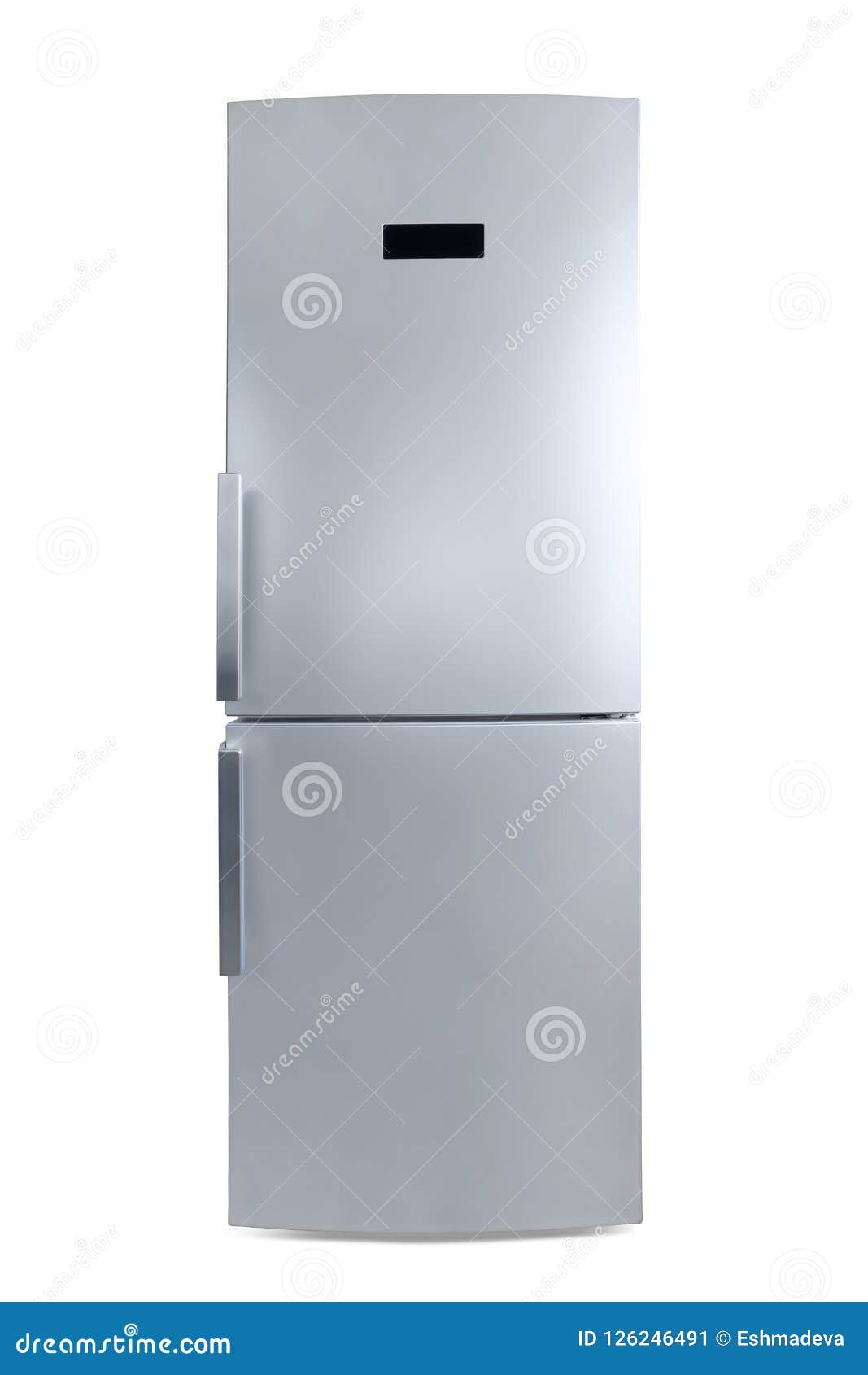 Silver Colored Closed Fridge Front View Isolated with Clipping P Stock ...