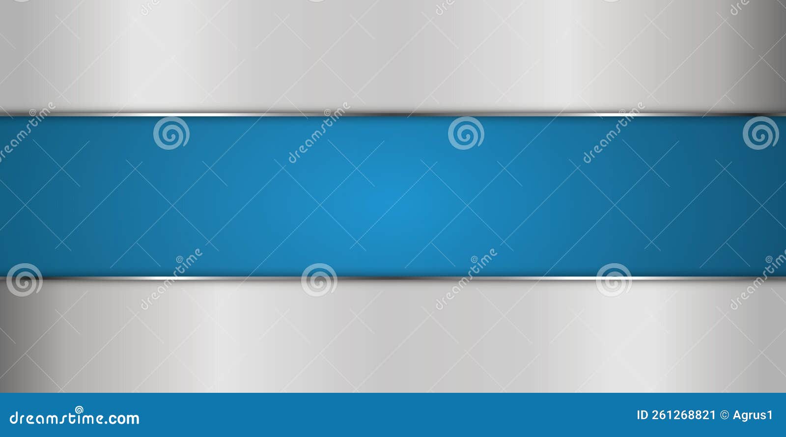 Silver Colored Ribbon Banner with Silver Frame on Blue Background Stock ...