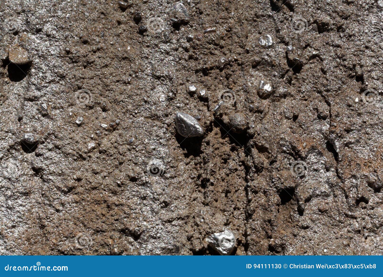 Silver Colored Rocks in a Brown Matrix Stock Photo - Image of ...