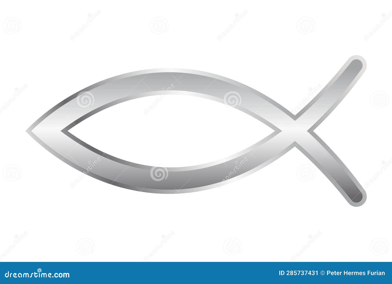 Silver Colored Sign of the Fish Symbol, Jesus Fish, Ichthys or Ichthus ...