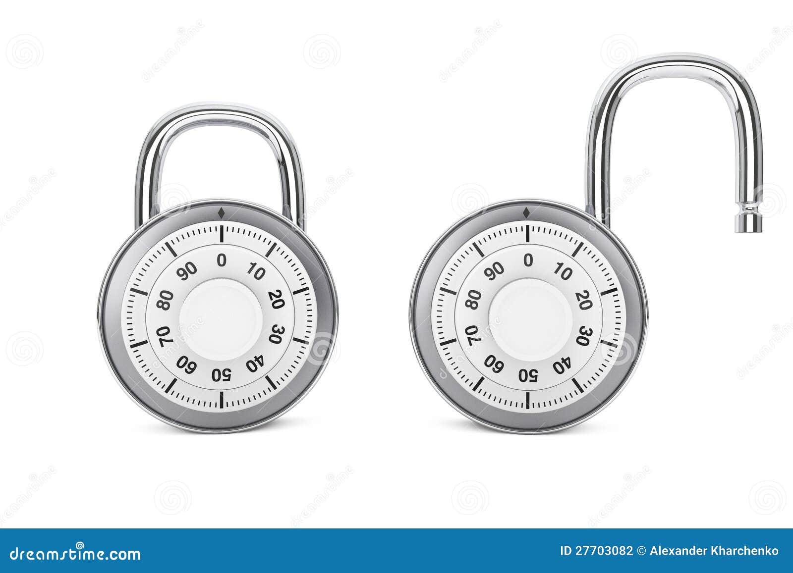 Silver combination padlock stock illustration. Illustration of dialing ...