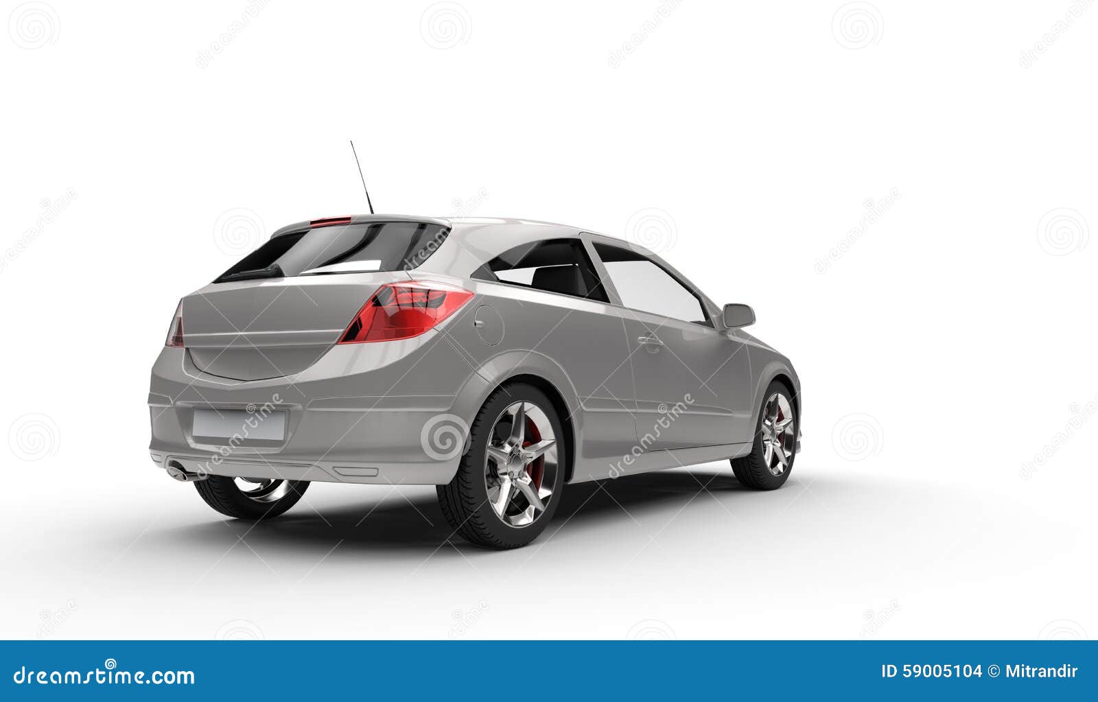 Silver Compact Car Back - Side View Stock Photo | CartoonDealer.com ...