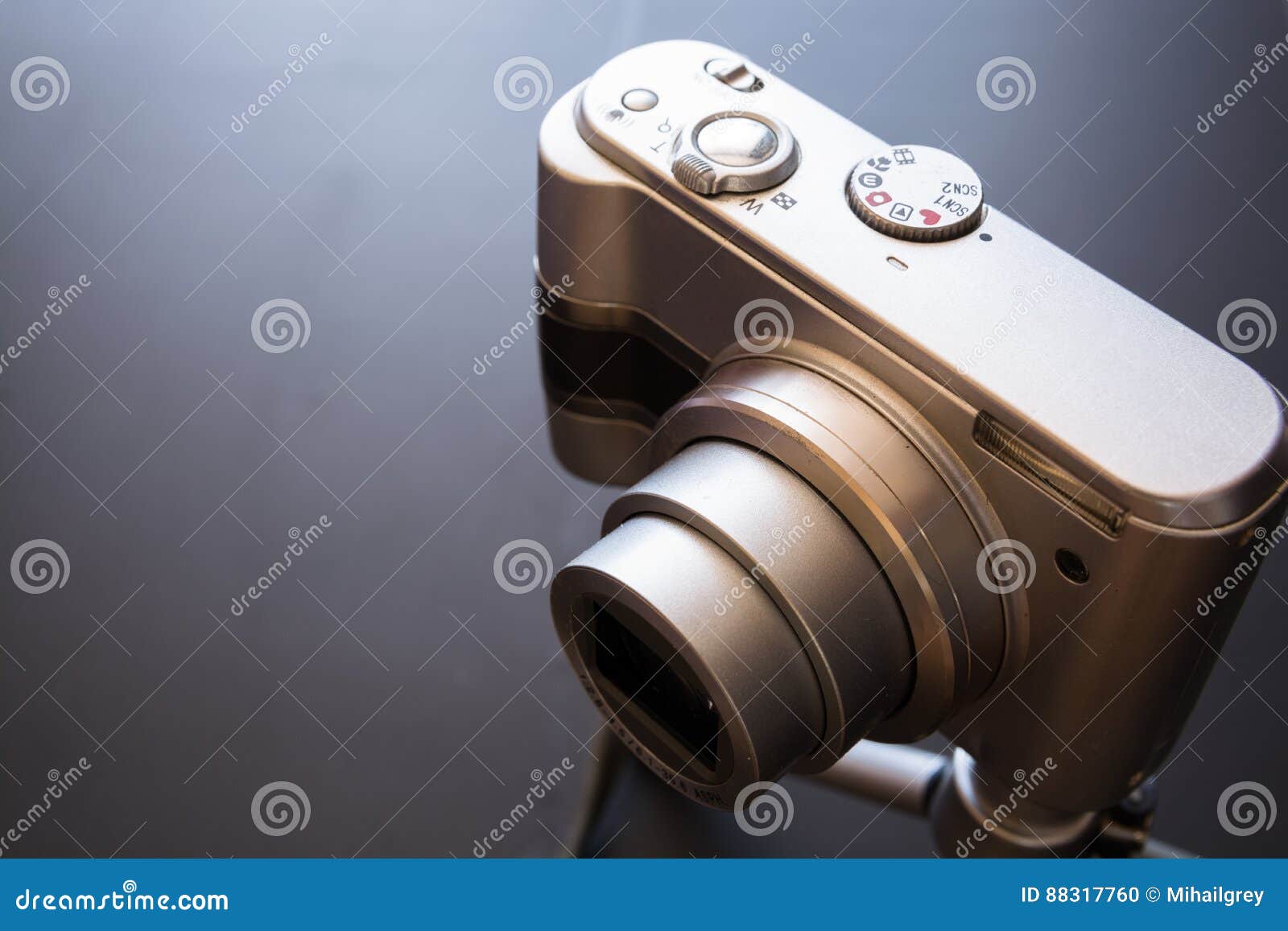 Silver Compact Digital Photo Camera. Stock Photo - Image of ...