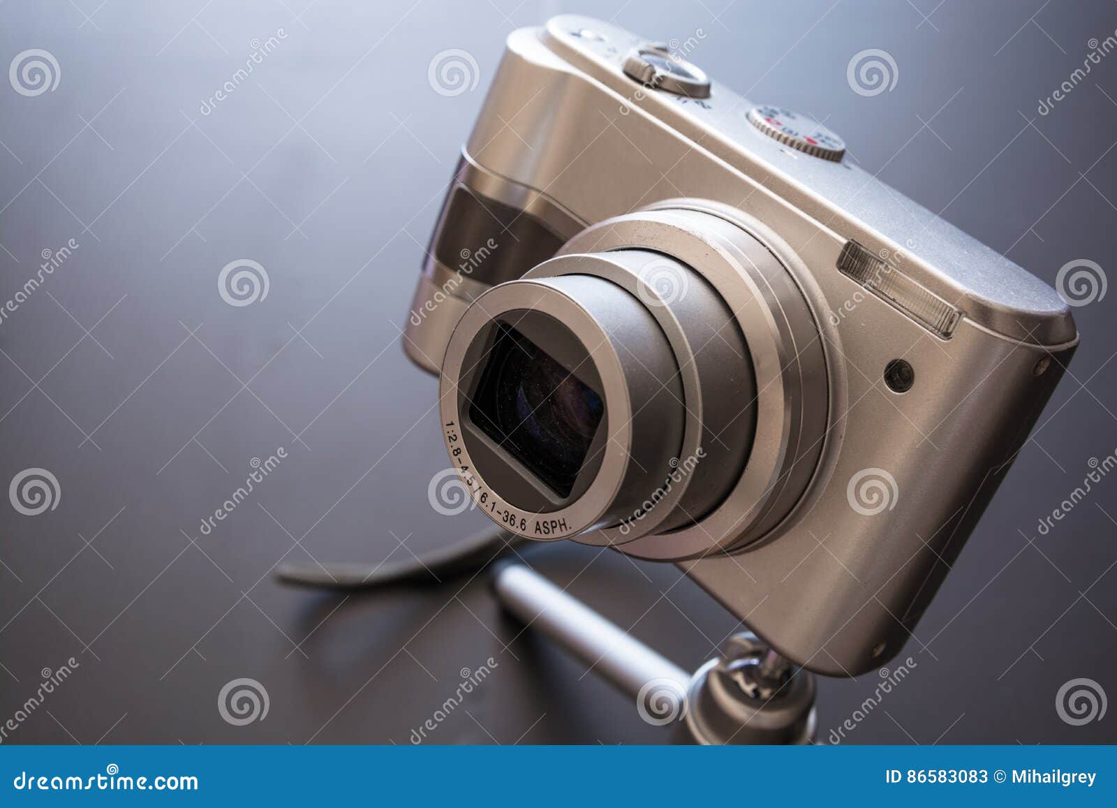 Silver Compact Digital Photo Camera. Stock Image - Image of hobby ...