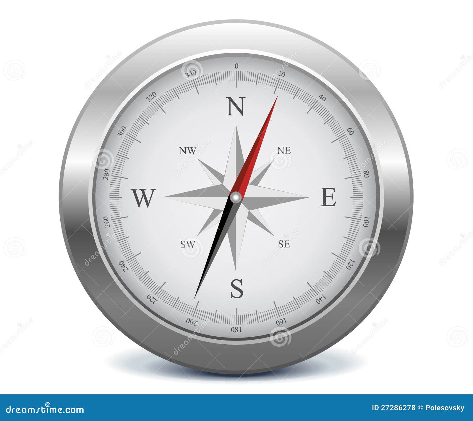 Silver Compass On The Map. Royalty-Free Stock Photography ...