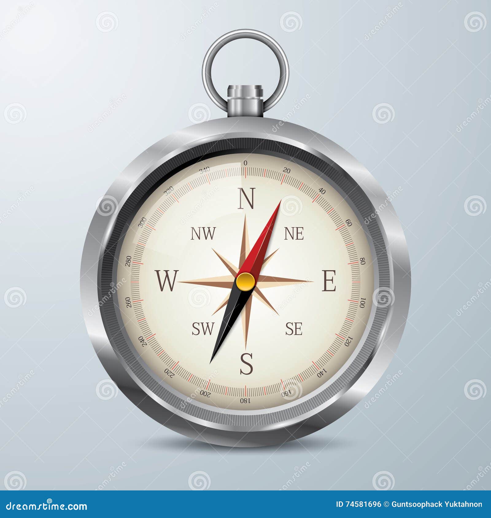 Silver Compass, Vintage Metal Compass Stock Illustration - Illustration ...