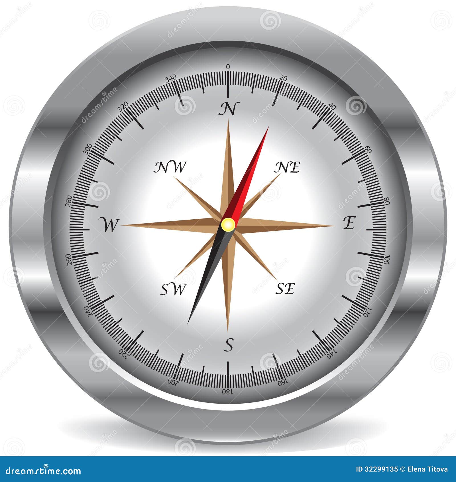 Silver Compass On The Map. Royalty-Free Stock Photography ...
