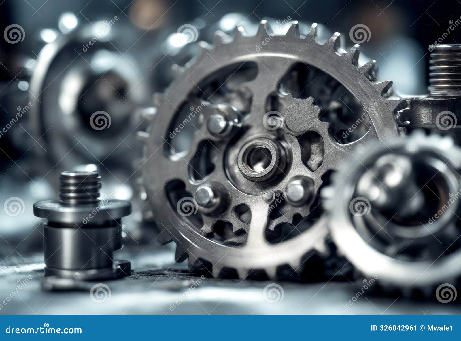 Silver Components Gear Background Metallic Mechanical Close Engine ...