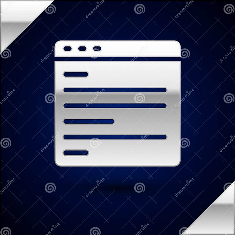 Silver Computer Api Interface Icon Isolated on Dark Blue Background. Application Programming ...