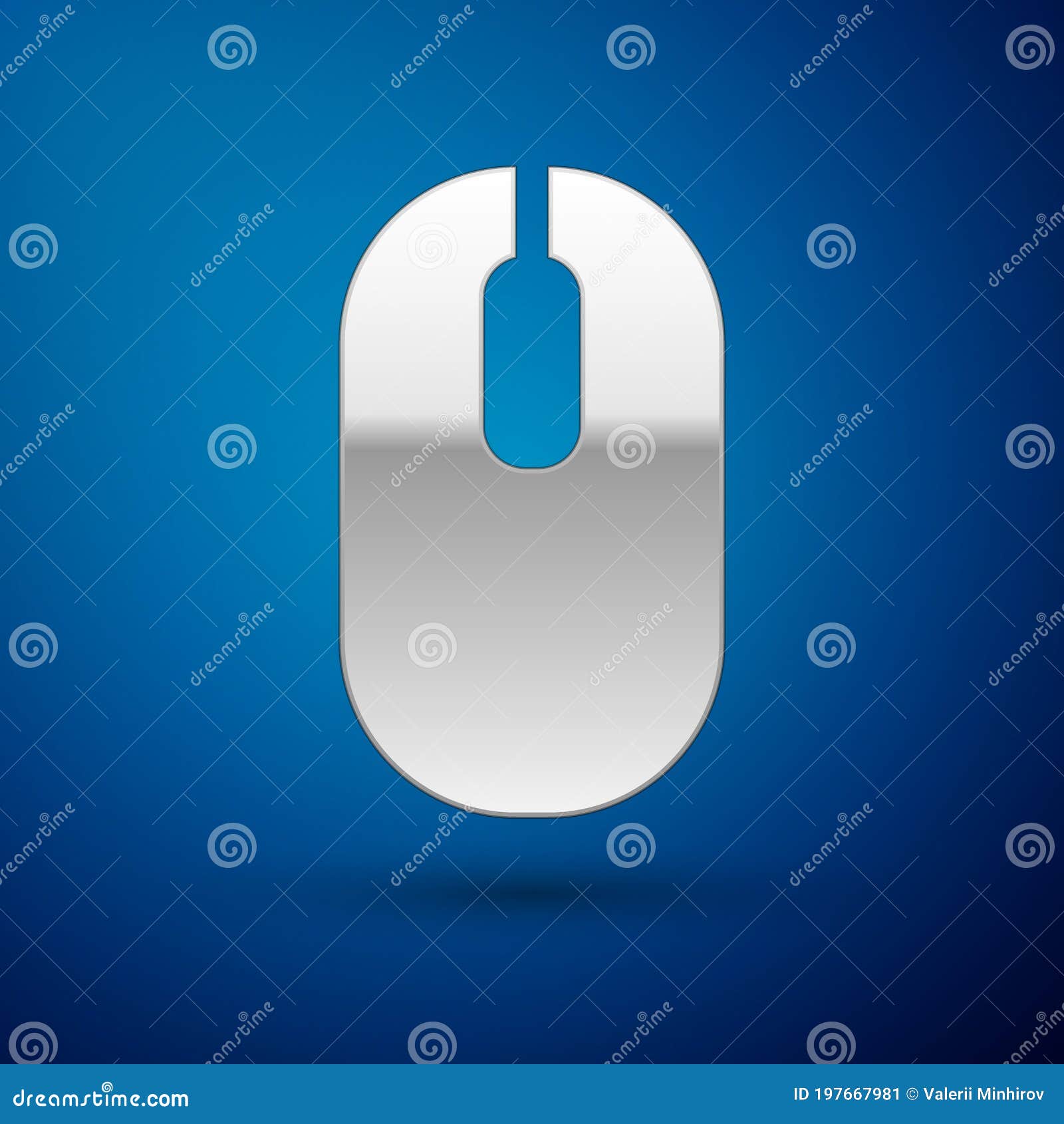 Silver Computer Mouse Icon Isolated on Blue Background. Optical with ...