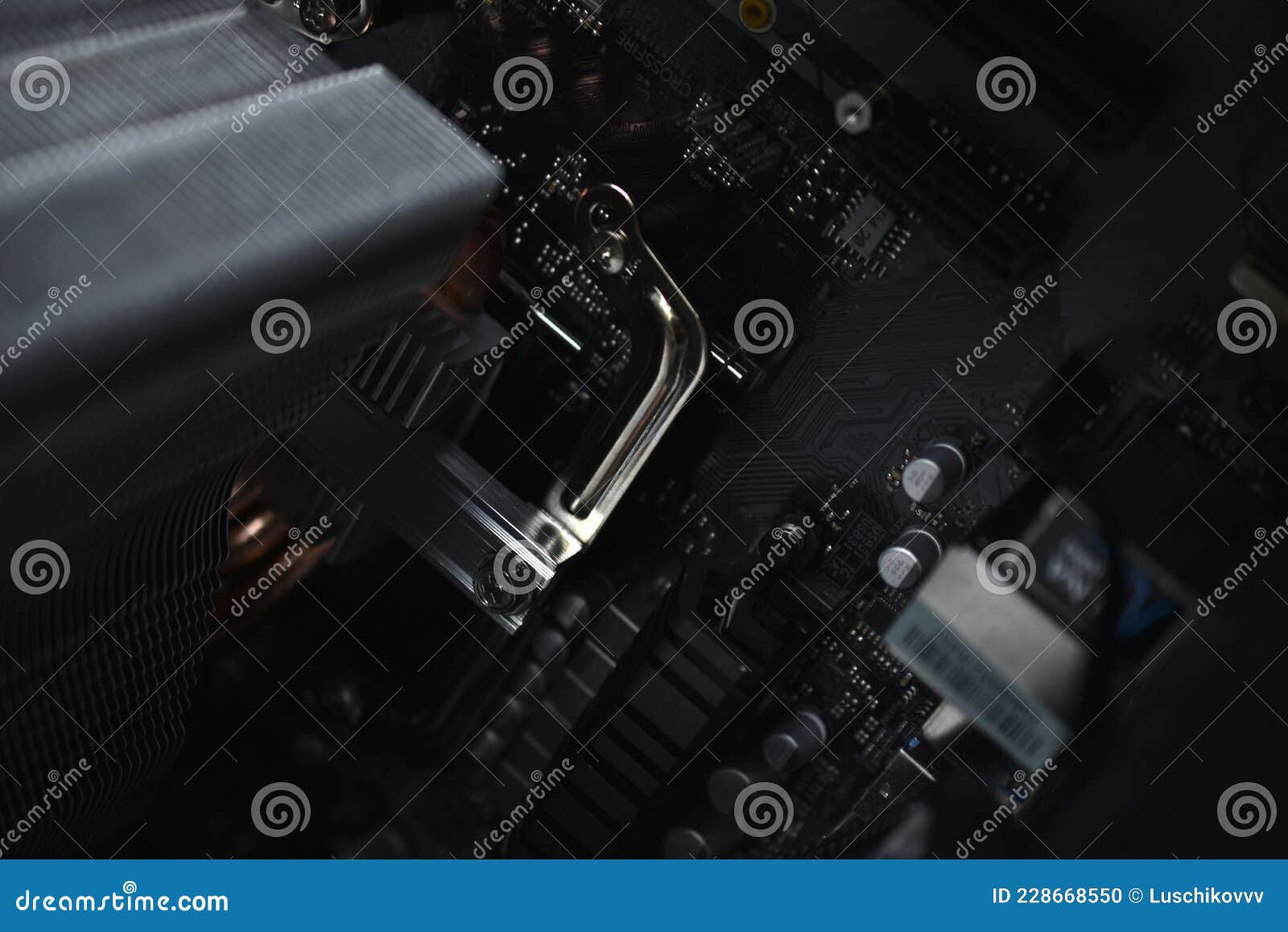 Silver Computer Processor on a Black Motherboard Stock Photo - Image of ...