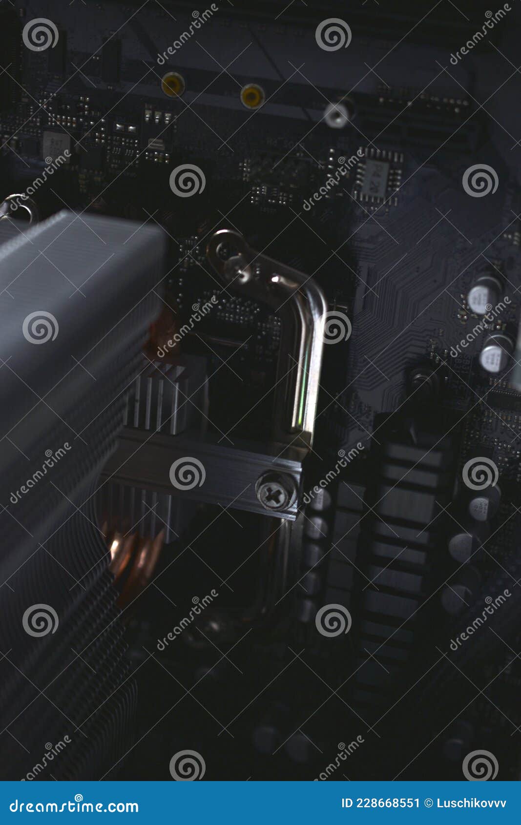Silver Computer Processor on a Black Motherboard Stock Image - Image of ...