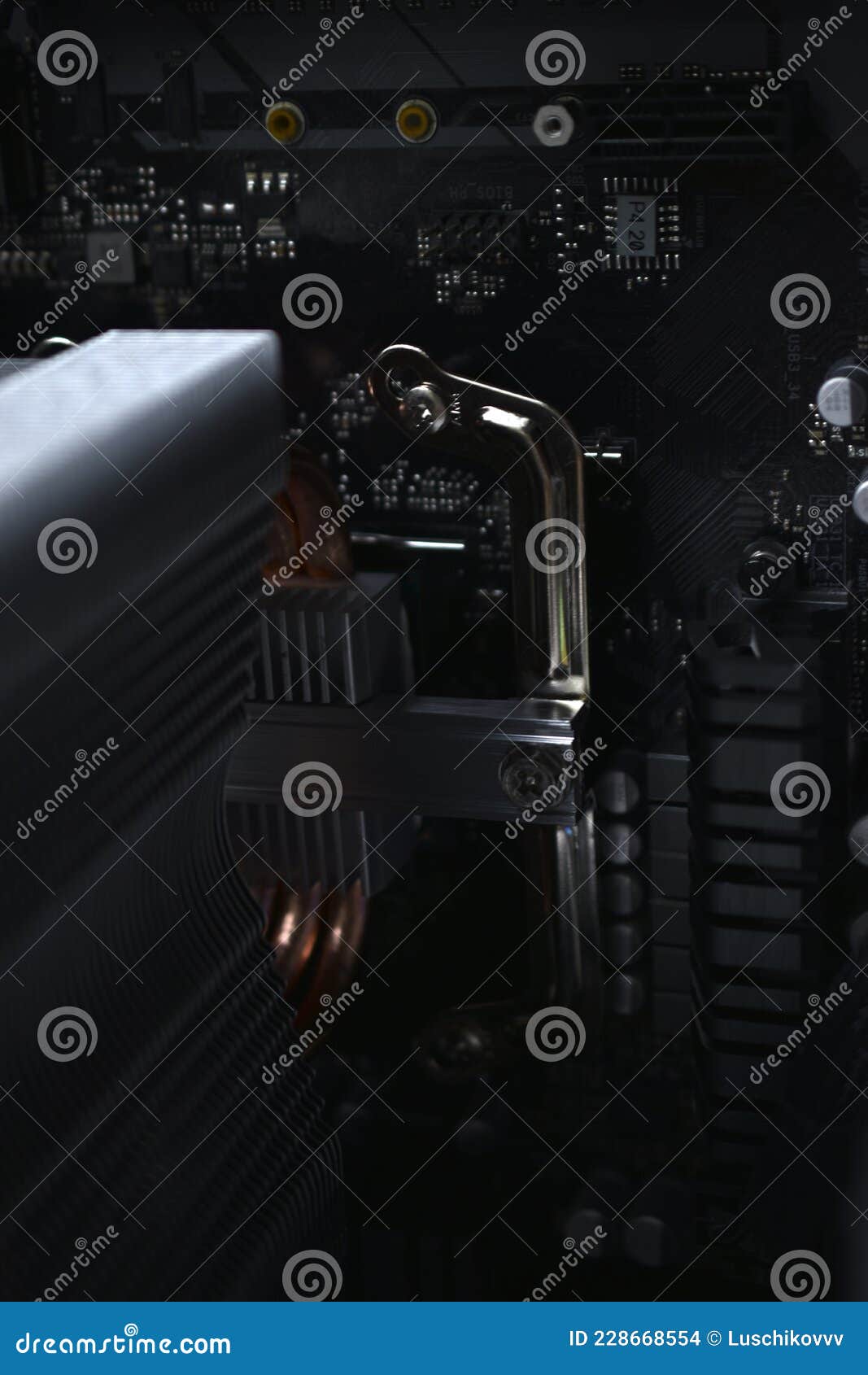 Silver Computer Processor on a Black Motherboard Stock Photo - Image of ...