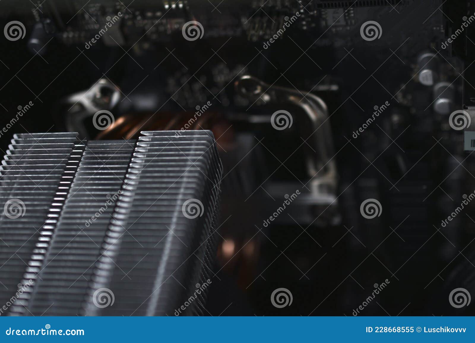 Silver Computer Processor on a Black Motherboard Stock Image - Image of ...