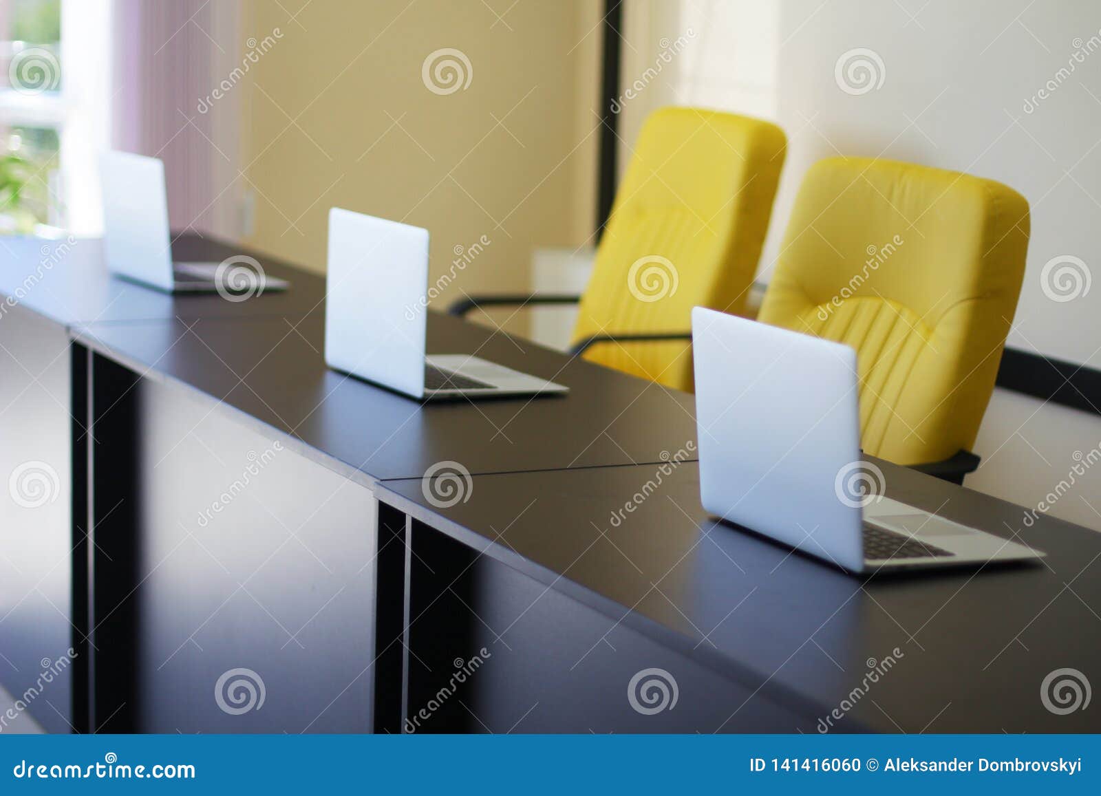 Silver Computers on the Table in the Office Stock Photo - Image of ...
