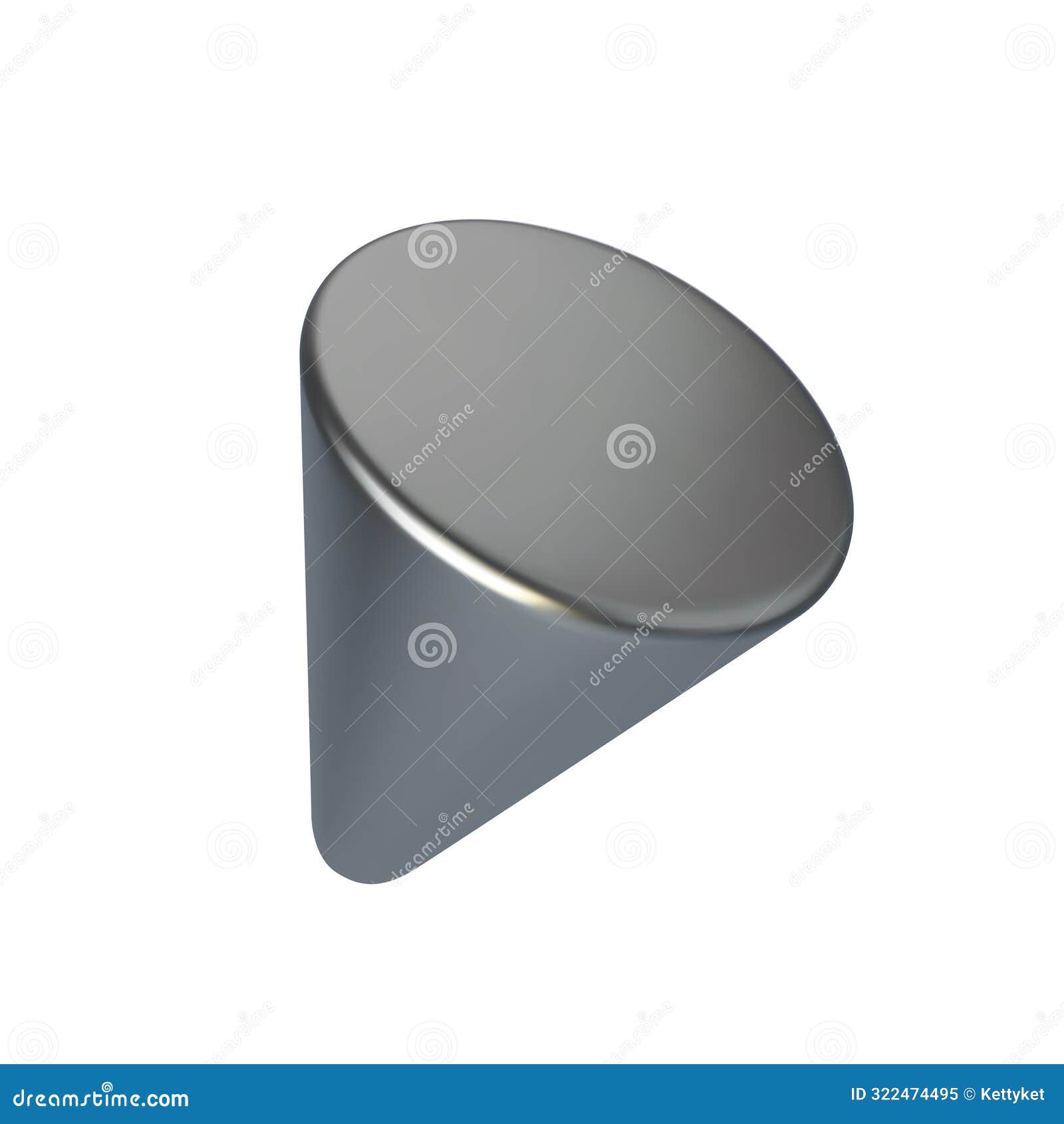 Silver Cone in 3D Style Isolated on White Background. Vector ...