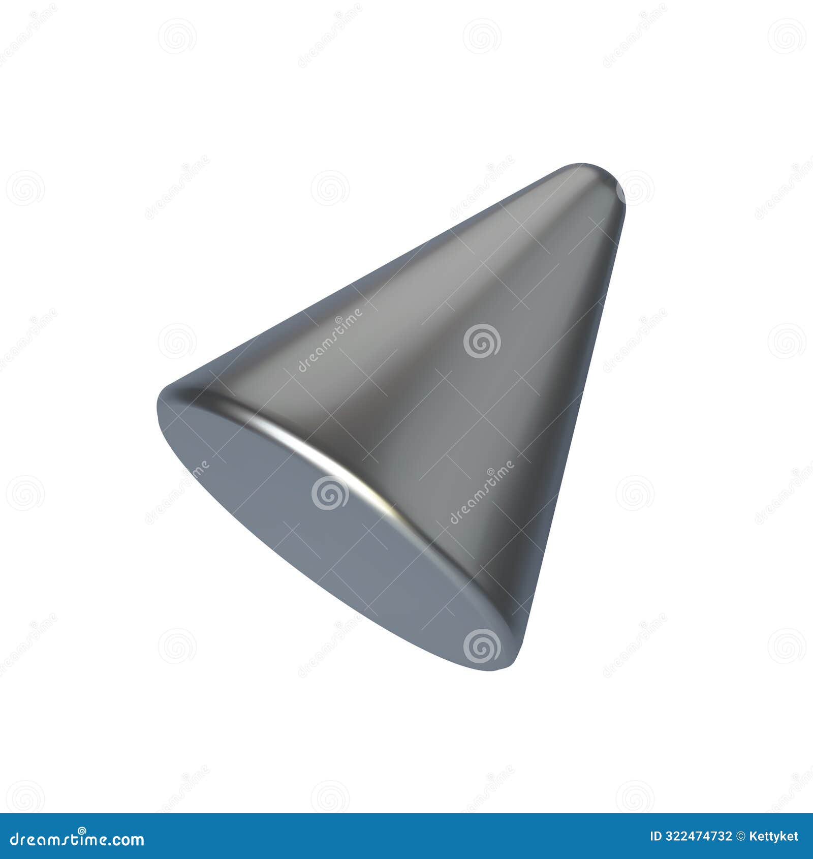 Silver Cone in 3D Style Isolated on White Background. Vector ...