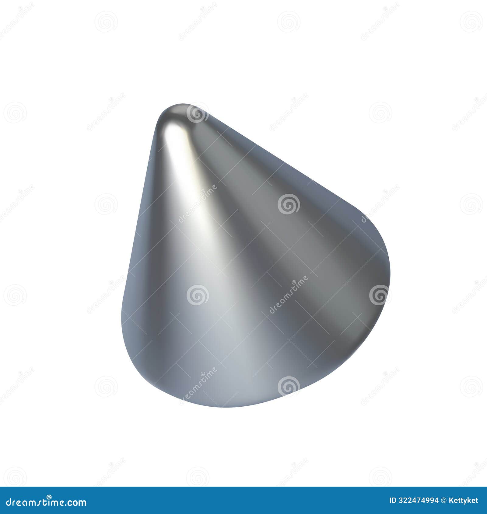 Silver Cone in 3D Style Isolated on White Background. Vector ...