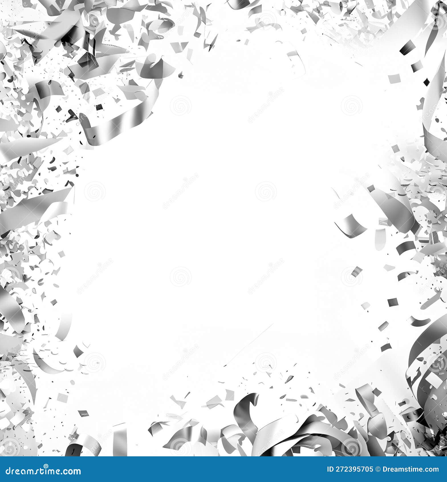 Silver Confetti on White Background with Copy Space, Created with ...