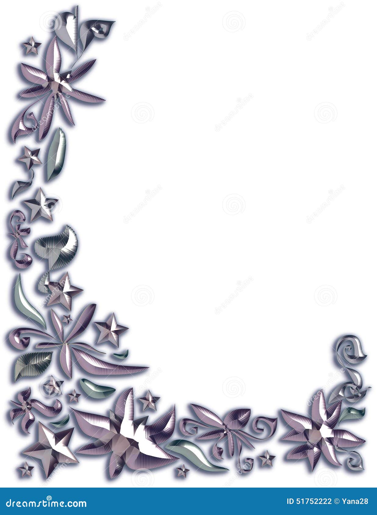Silver Corner with Flowers, Stars and Curls Stock Illustration ...