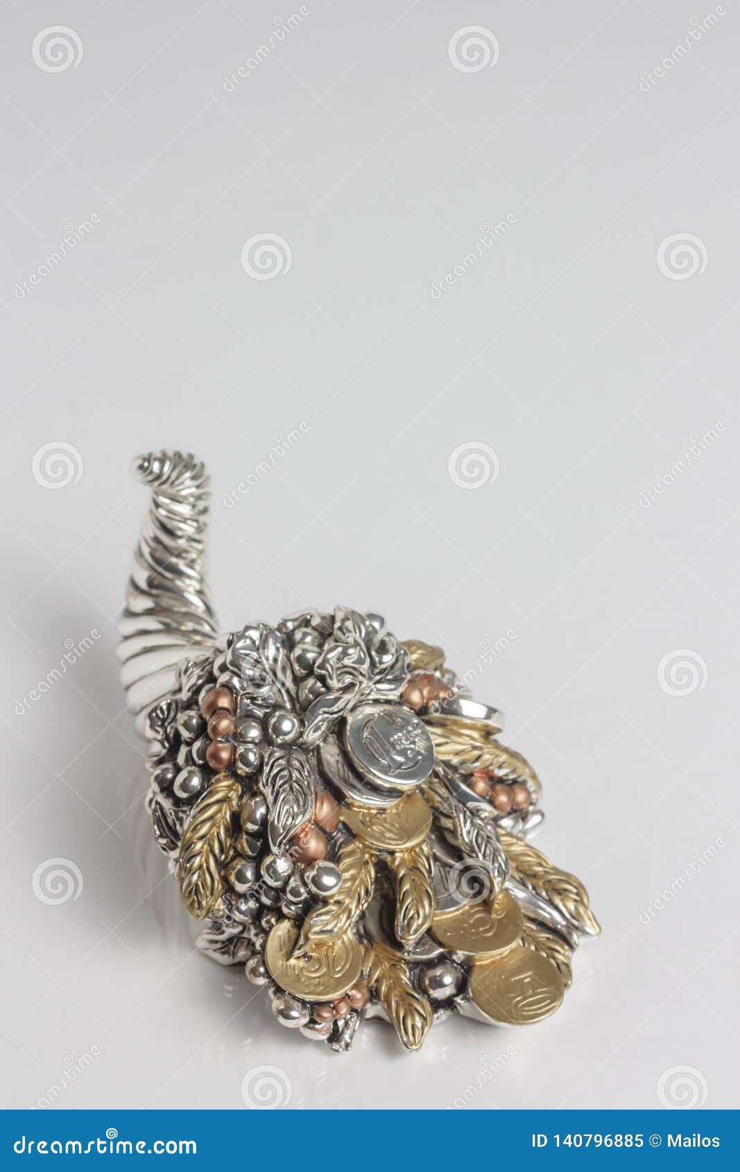 Silver Cornucopia Isolated on White Background Stock Image - Image of ...