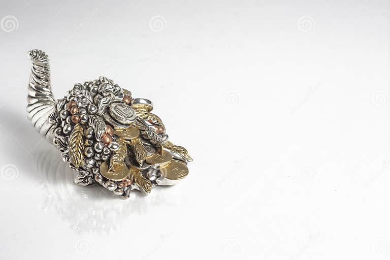 Silver Cornucopia Isolated on White Background Stock Image - Image of ...