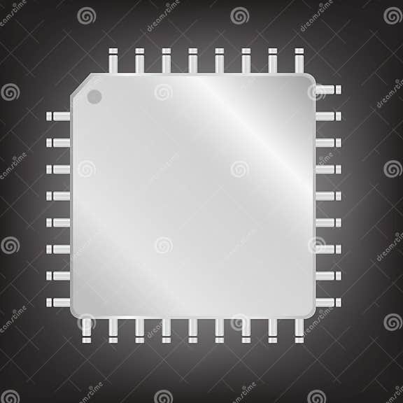 Silver CPU Central Processing Unit Stock Illustration - Illustration of ...