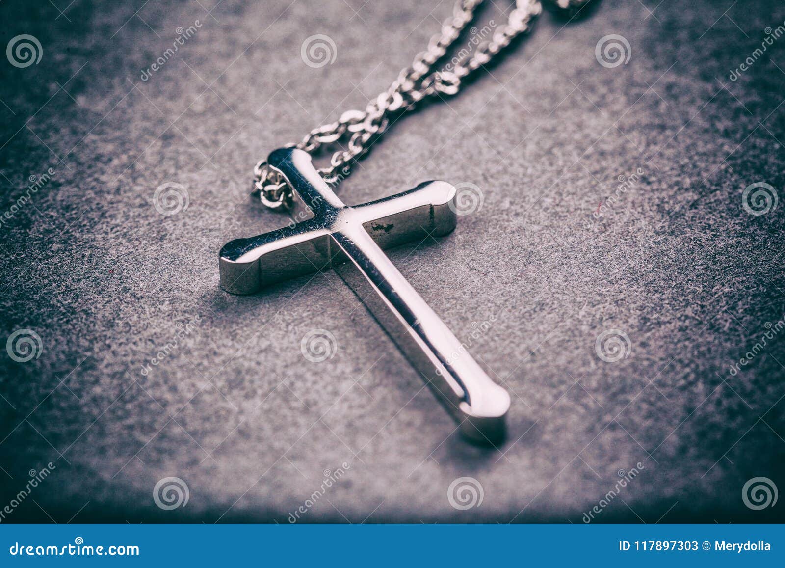Silver Cross on a Gray Background Stock Image - Image of necklace ...