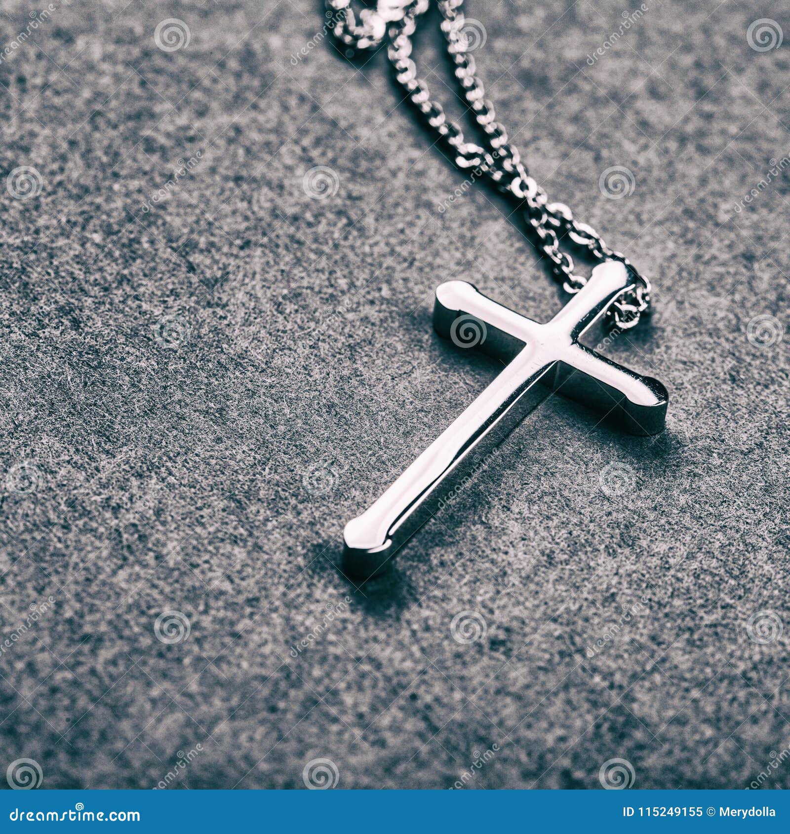 Silver Cross on a Gray Background Stock Image - Image of necklace ...