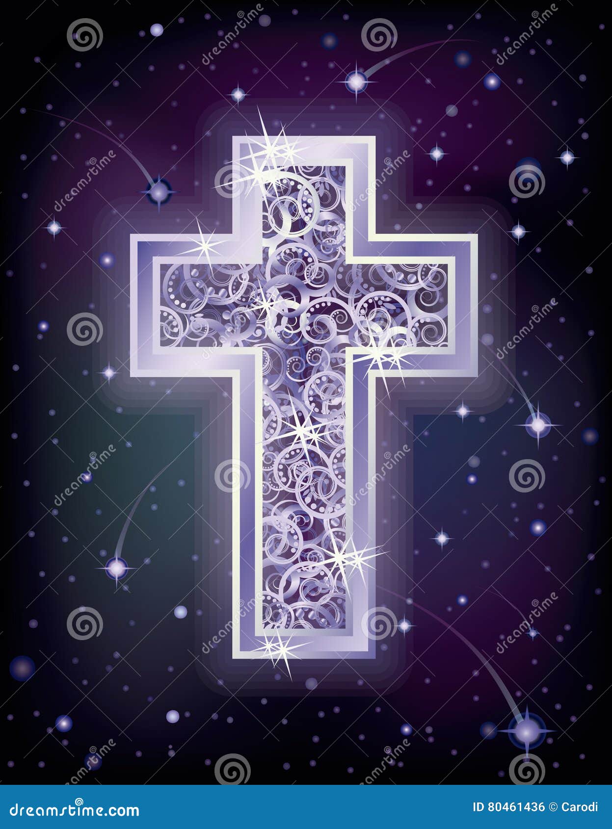 Silver Cross in Starry Night Sky, Vector Stock Vector - Illustration of ...