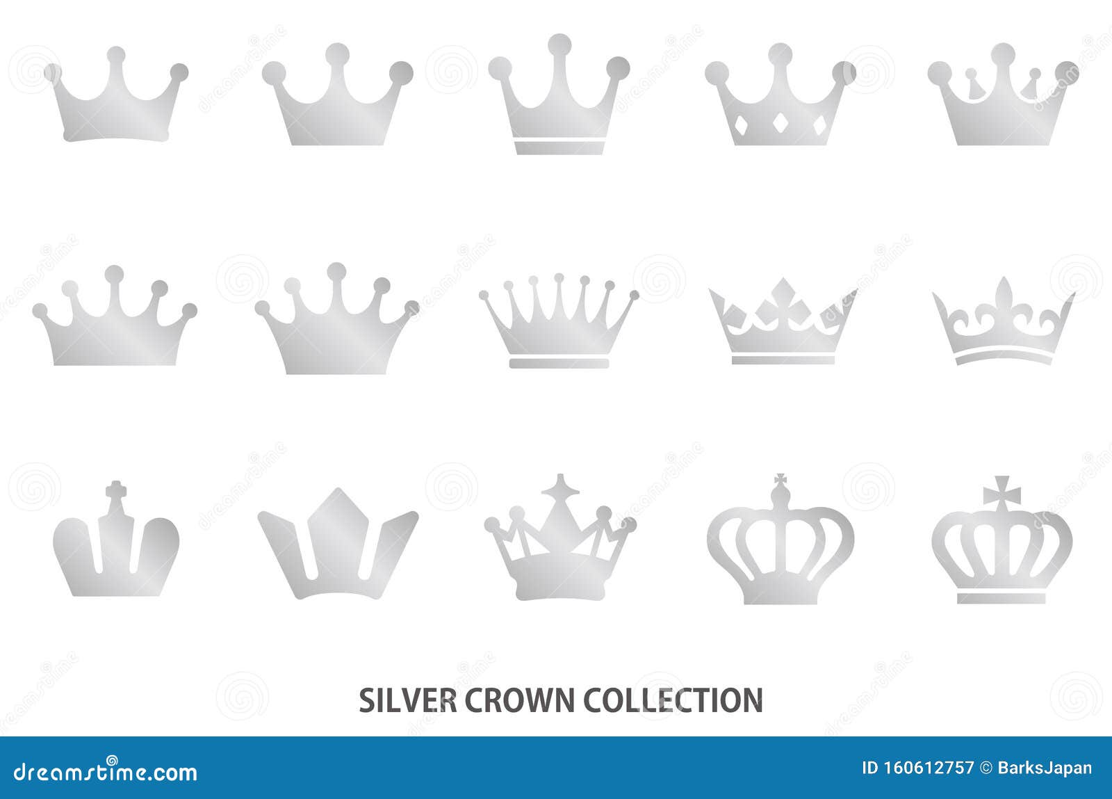 Silver Crown Icon Illustration Set Stock Vector - Illustration of icons ...