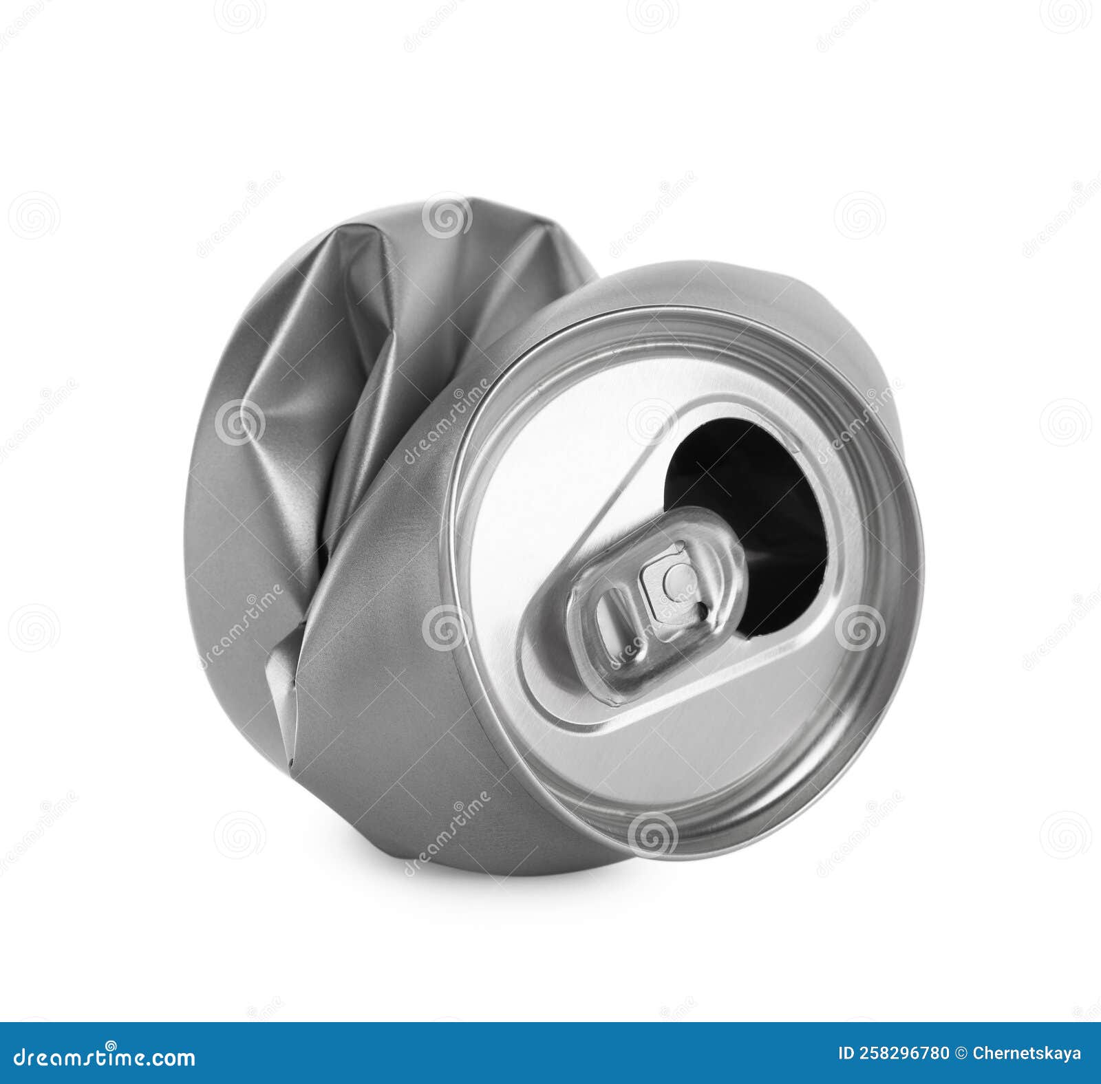 Silver Crumpled Can with Ring Isolated on White Stock Photo - Image of ...