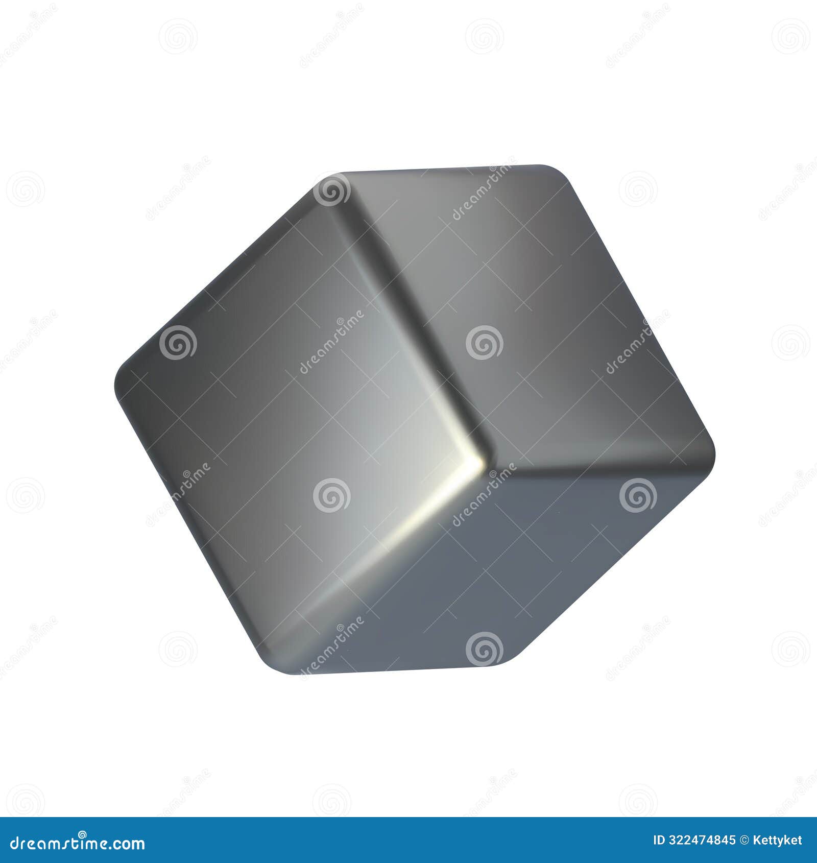 Silver Cube in 3D Style Isolated on White Background. Vector ...