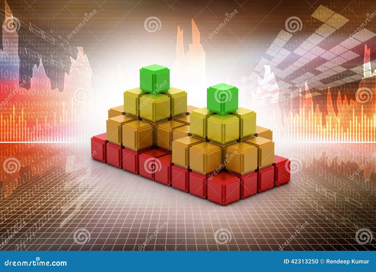 Silver Cube with Some Colorful Elements Stock Illustration ...