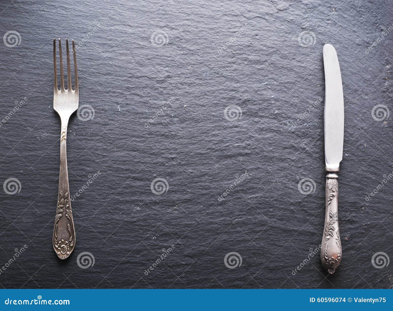 Silver Cutlery on Grey Background. Stock Photo - Image of background ...
