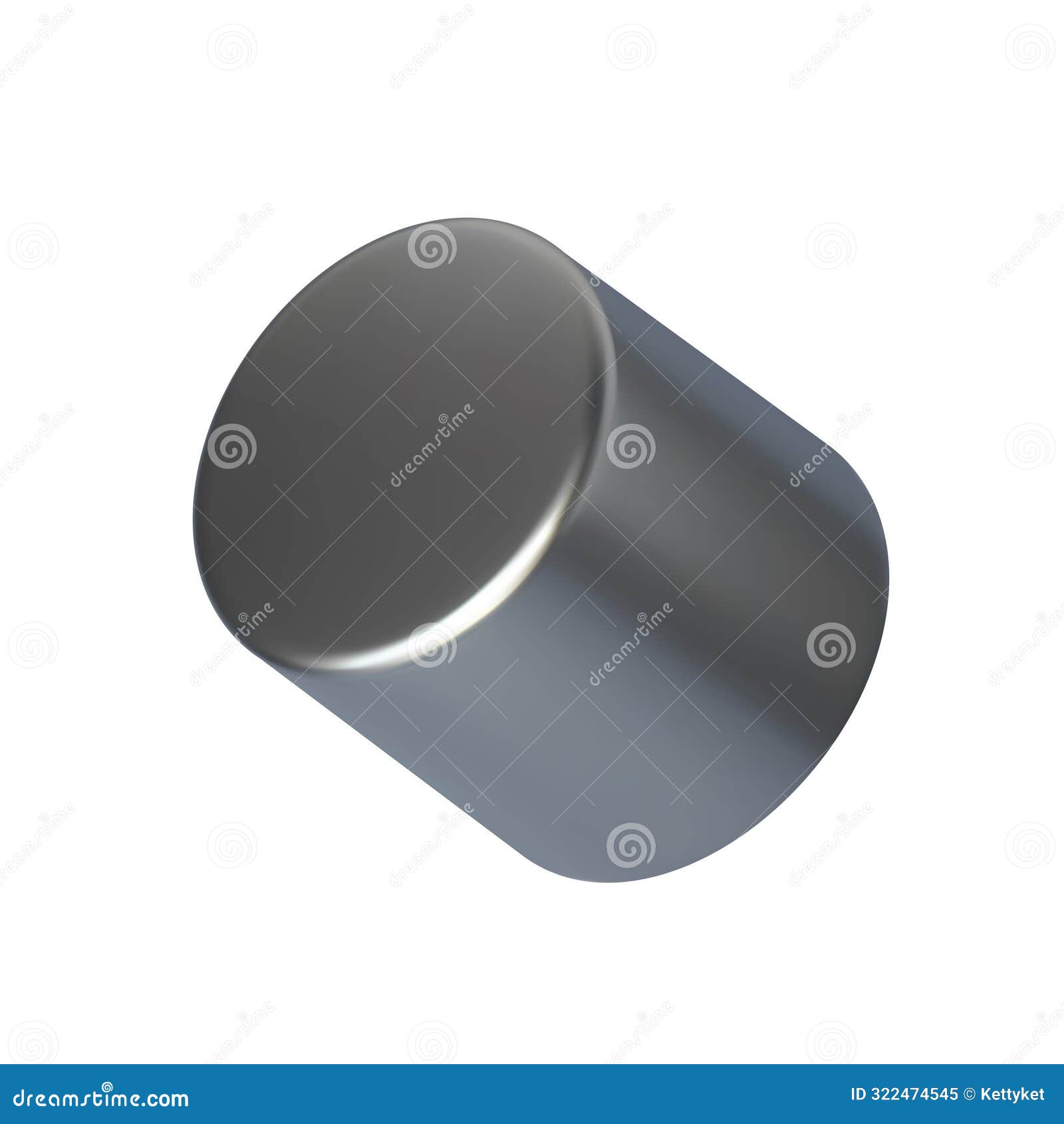 Silver Cylinder in 3D Style Isolated on White Background. Vector ...