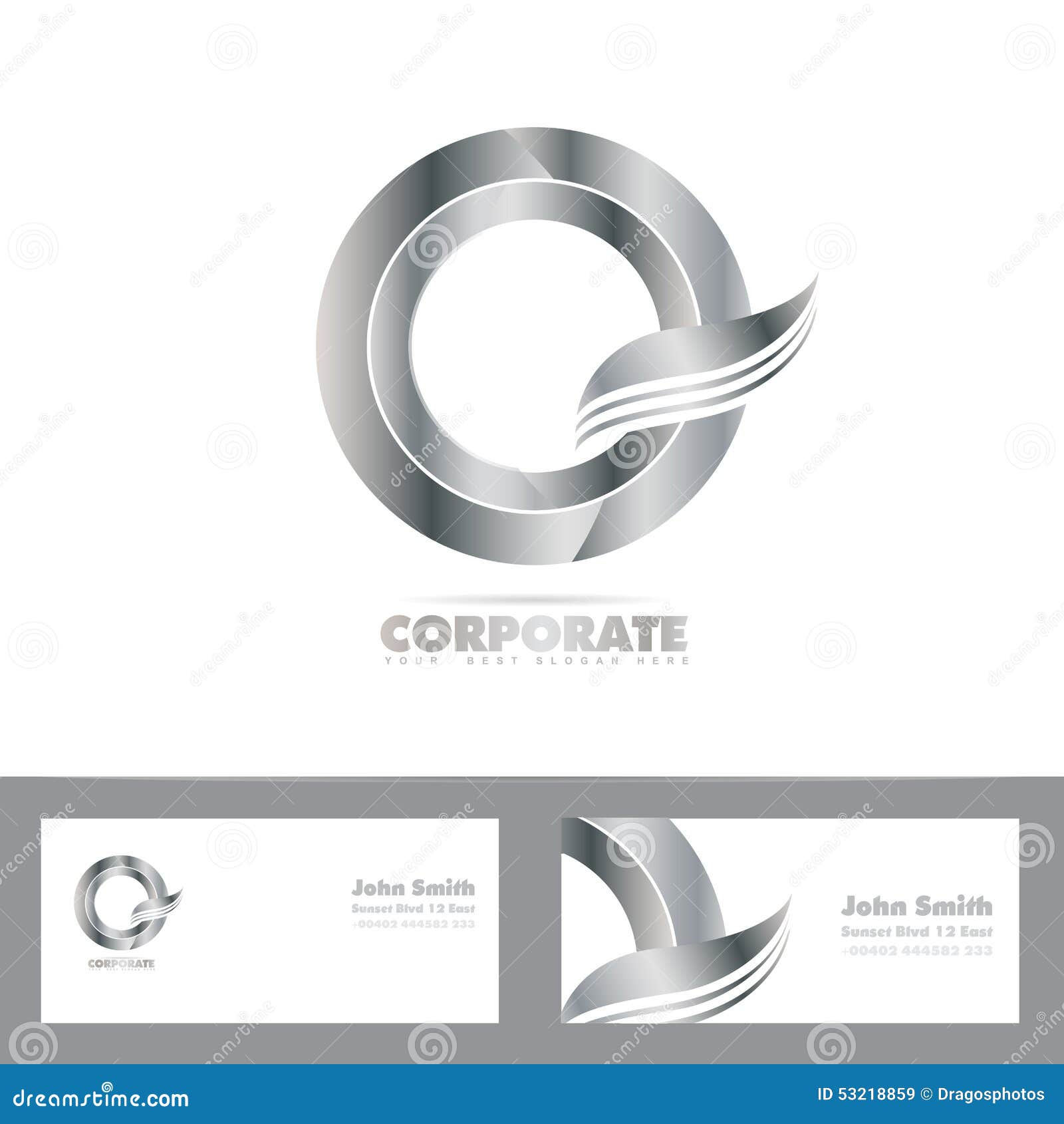 Silver 3d circle logo stock vector. Illustration of card - 53218859