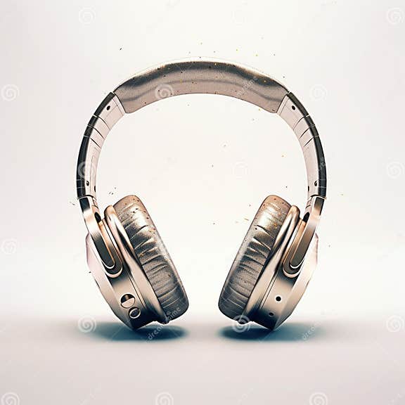 Silver 3d Effect Headphones with Shiny Bumpy Texture Stock Illustration ...