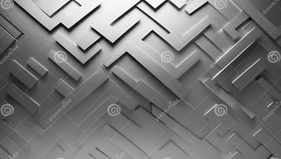 Silver 3D Geometric Pattern with Interlocking Rectangles. Complex ...