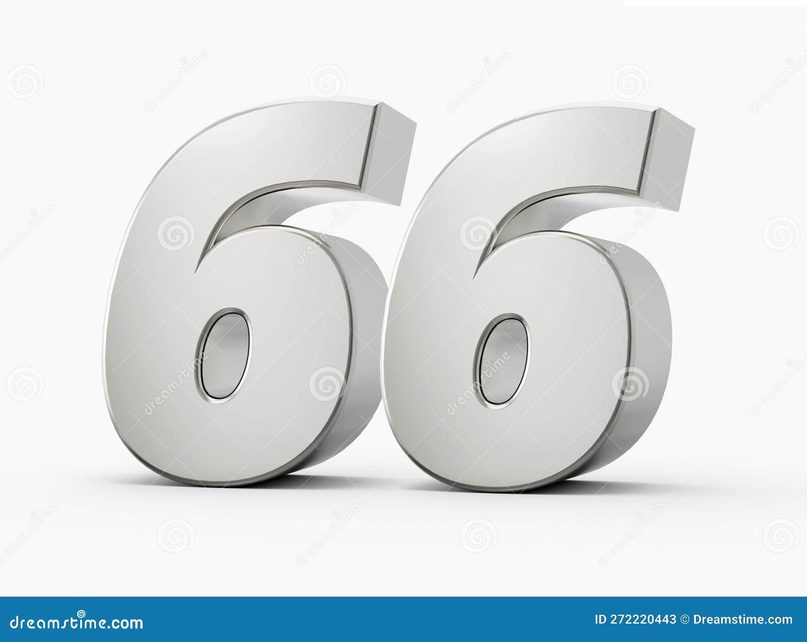 Silver 3d Numbers 66 Sixty Six. Isolated White Background 3d ...