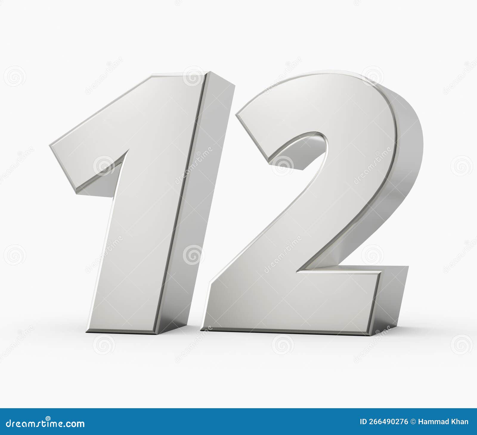 Silver 3d Numbers 12 Twelve. Isolated White Background 3d Illustration ...