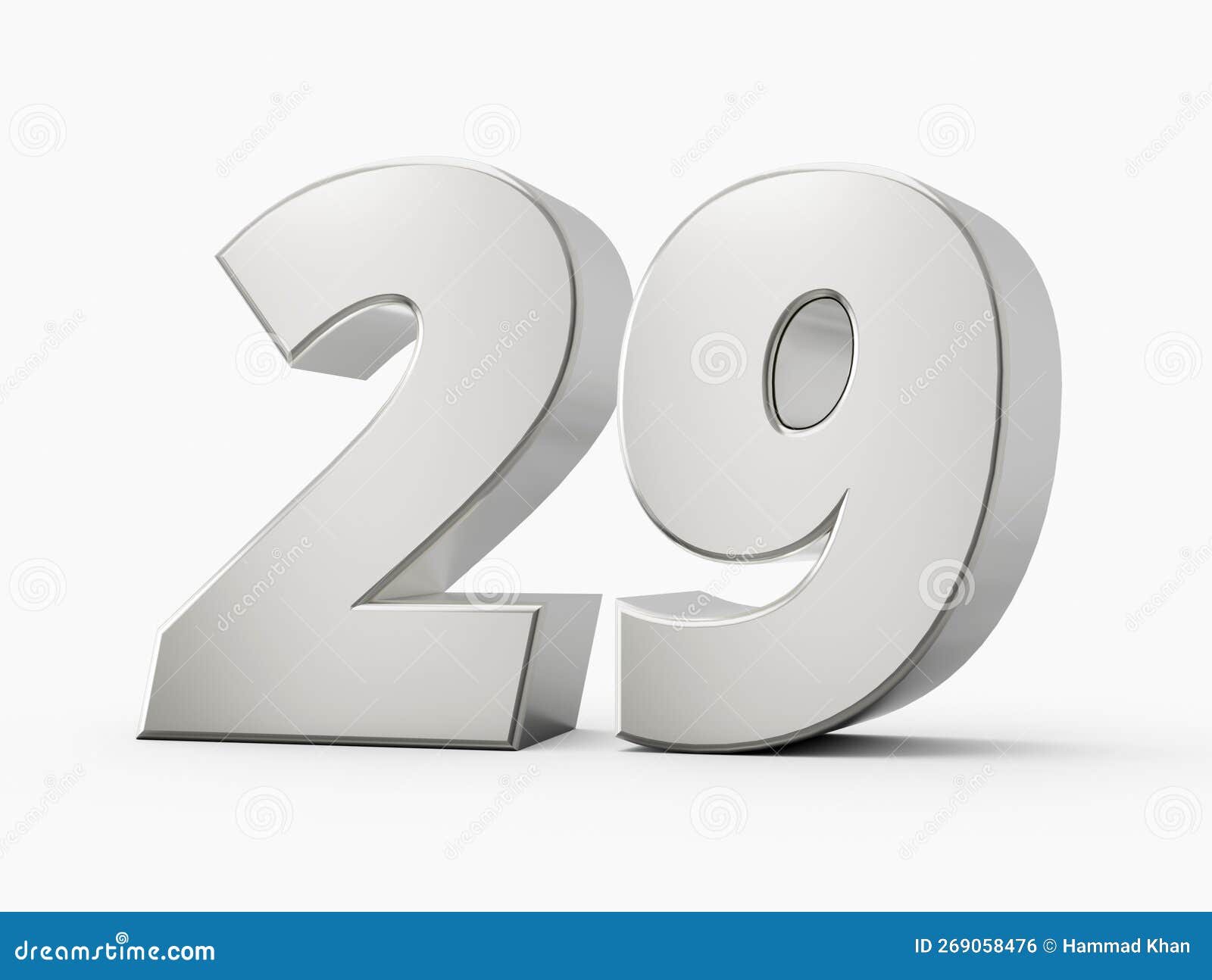 Silver 3d Numbers 29 Twenty Nine. Isolated White Background 3d ...