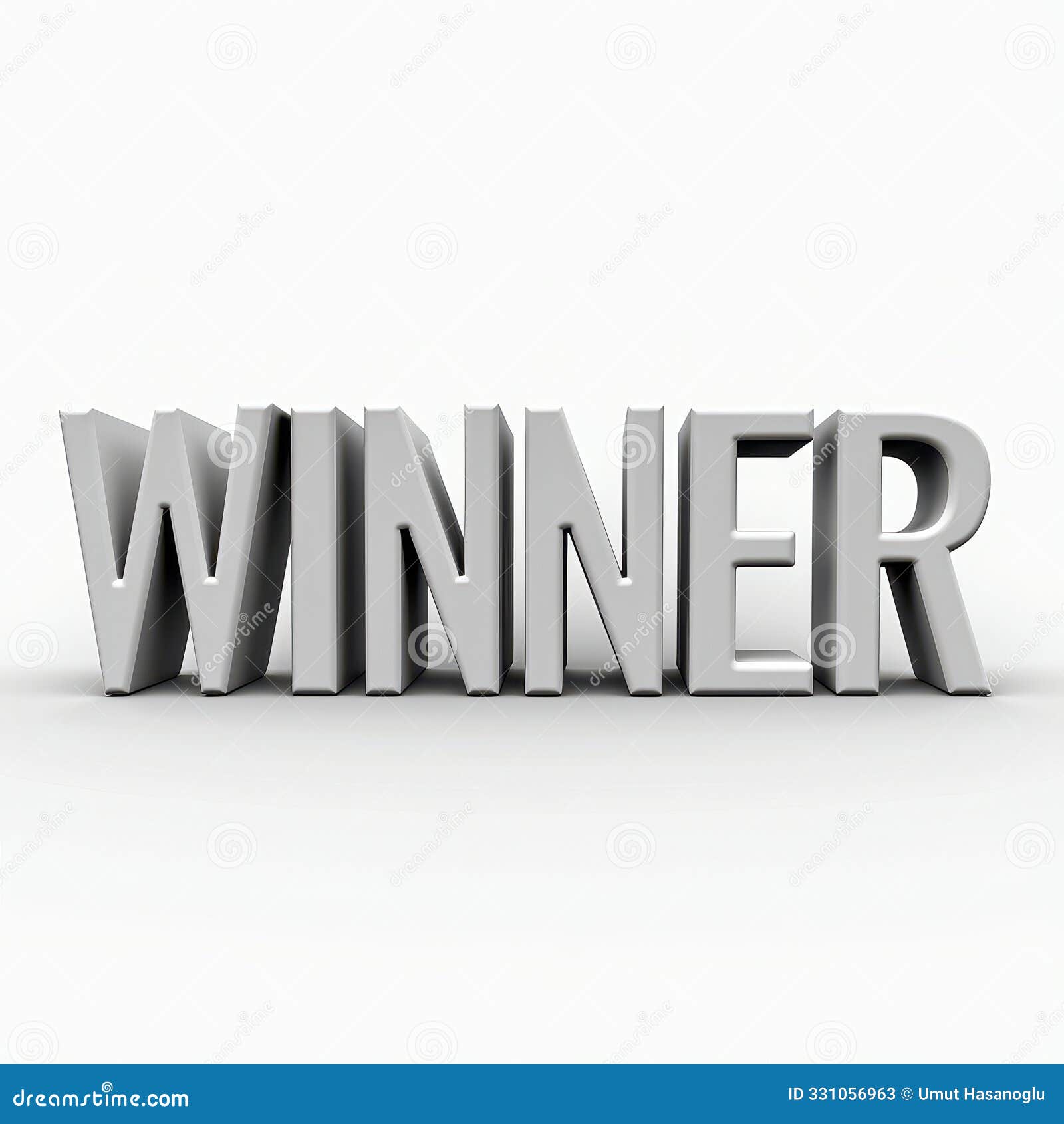 Silver 3D Text Reading WINNER on a Minimalist White Background. Stock ...
