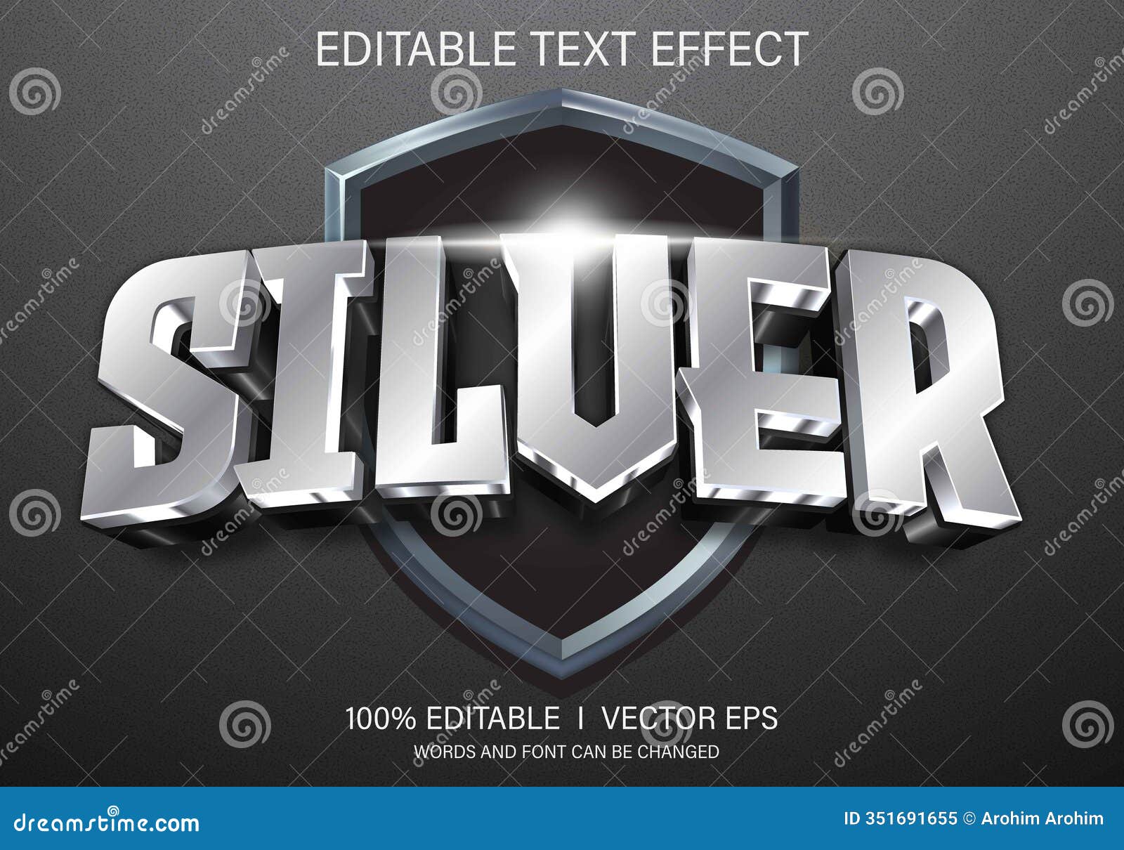 Silver 3d Vector Text Effect with Modern Style Design Stock Vector - Illustration of template ...