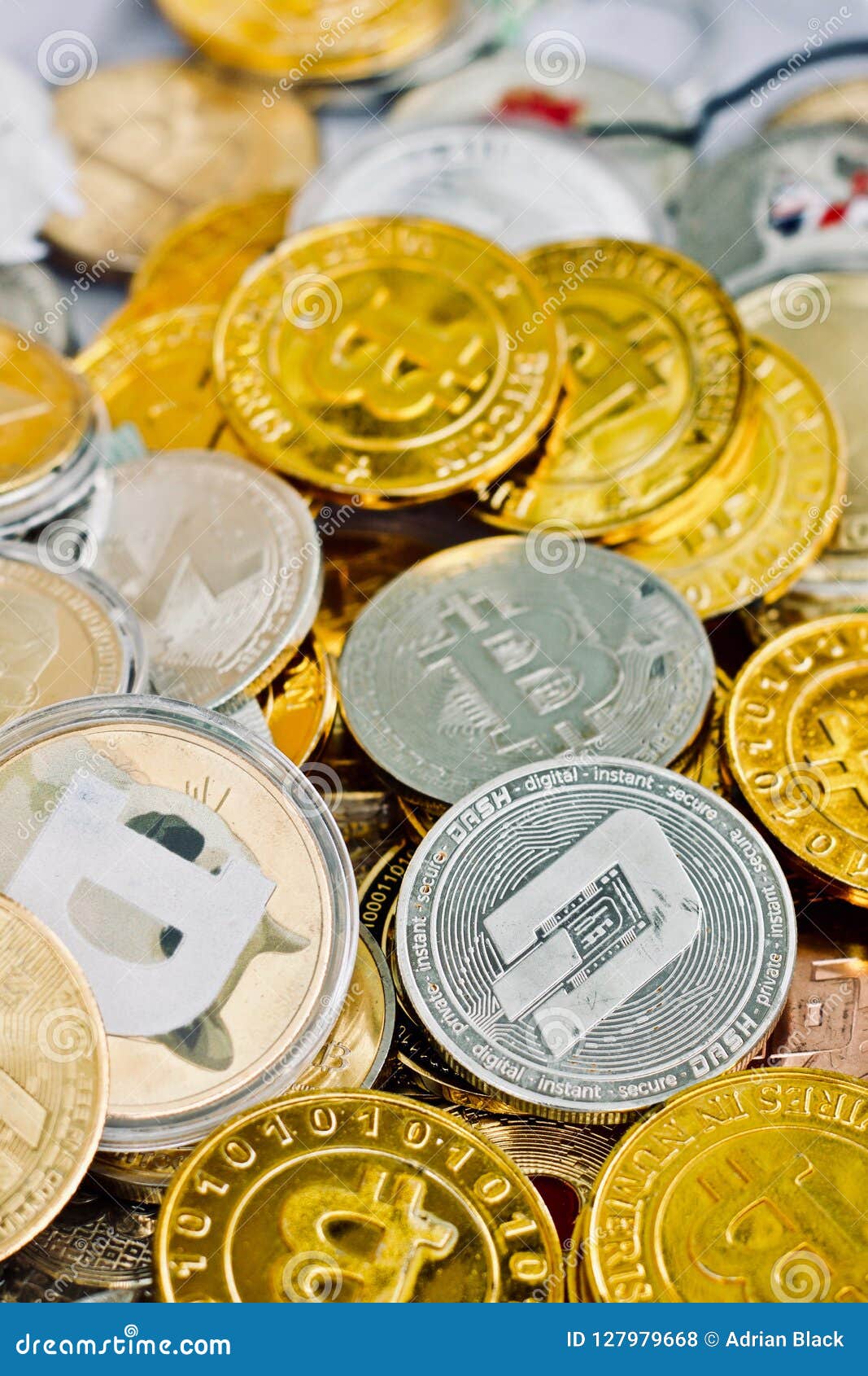 Silver Dash Coin stock photo. Image of internet, cash - 127979668