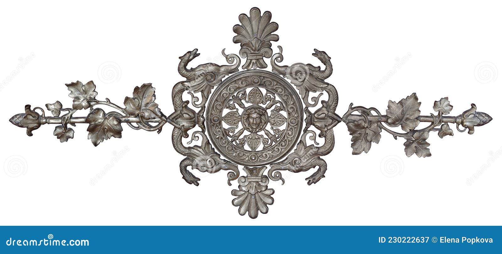 Silver Decorative Architectural Element Isolated on White Background ...