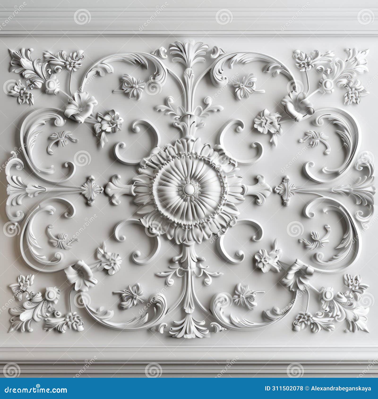 Silver Decorative Ceiling Tile with Classical Floral Design Stock ...