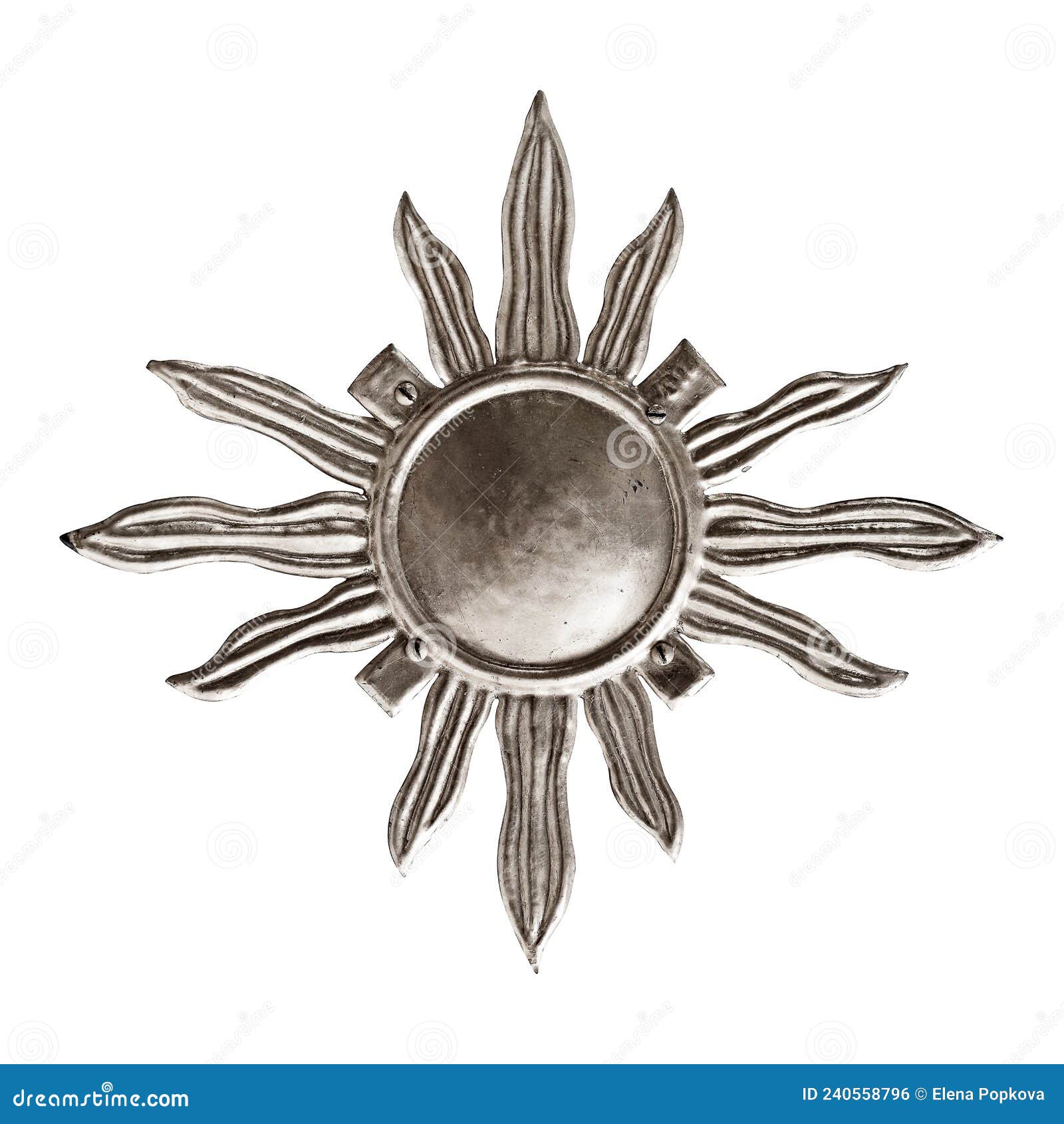 Silver Decorative Element with Floral Pattern Isolated on White ...