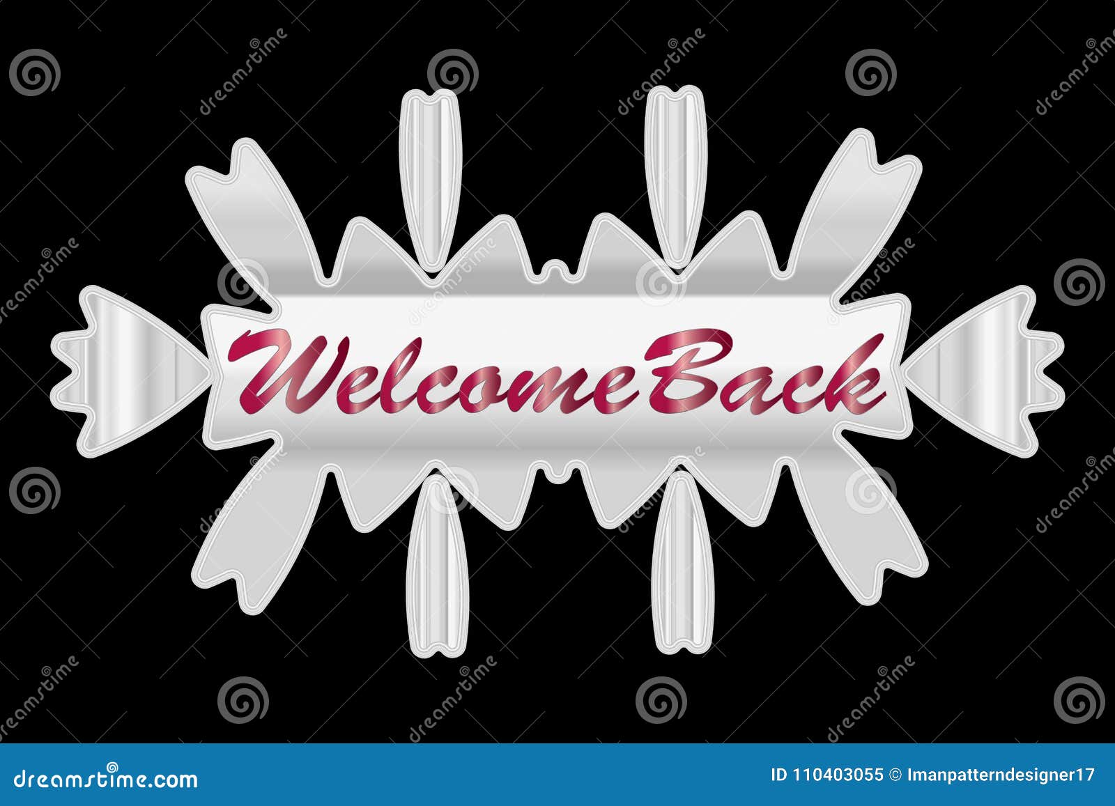 Silver Decorative Label with Welcome Back Text Written in Ruby Red ...