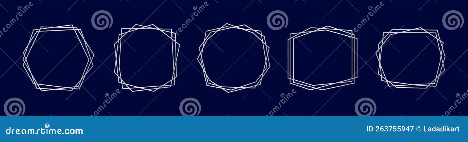 Silver Decorative Polygonal Frames. Abstract Frame from Many Lines ...